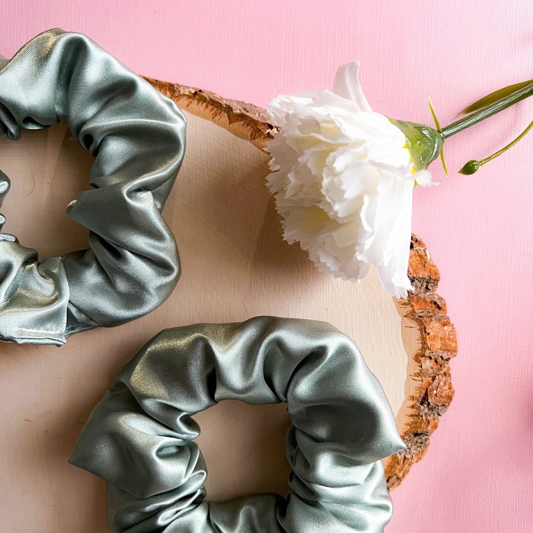 Sage Green Satin Scrunchie, Green Scrunchie, Spring Scrunchies, Teen ...