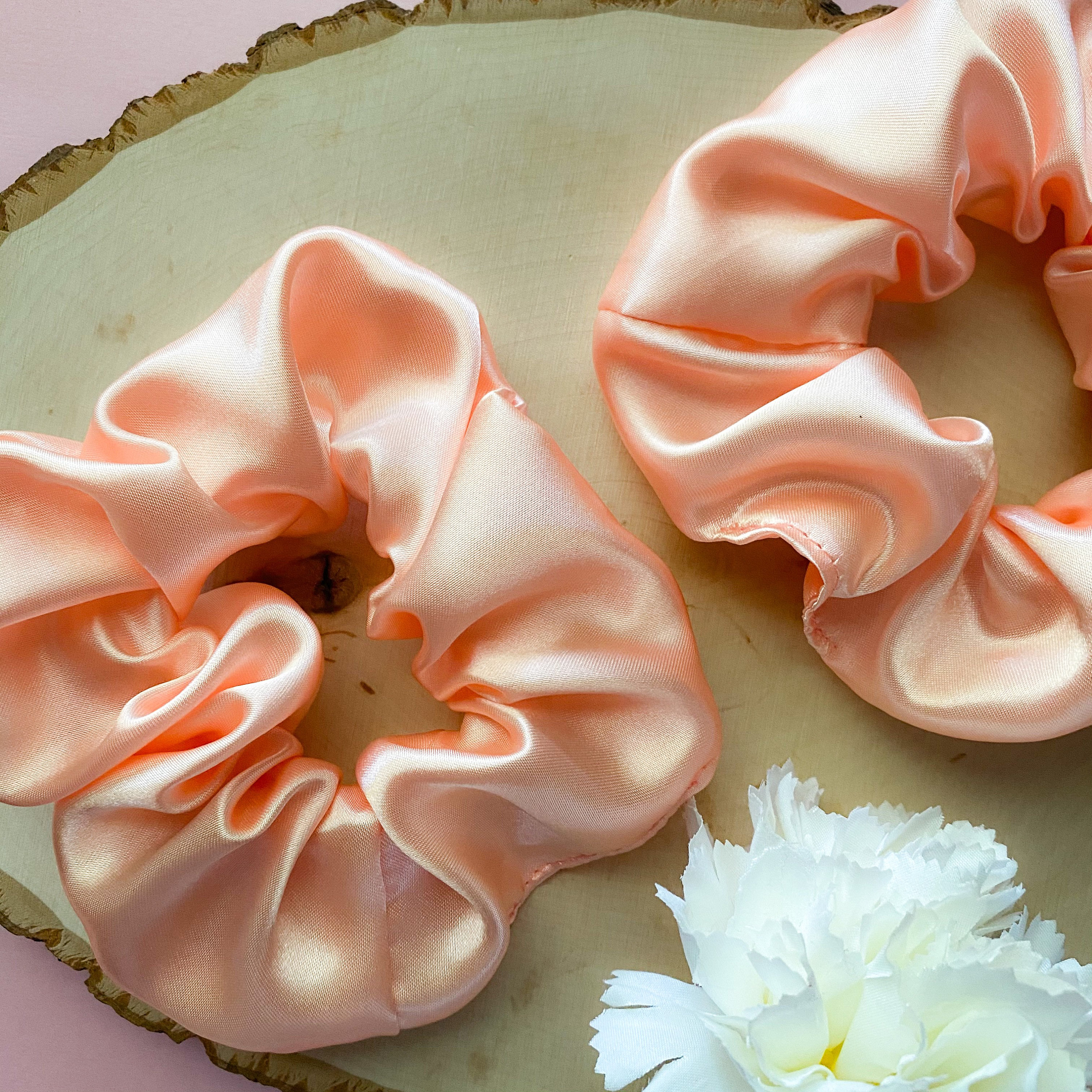 Peach Satin Scrunchie Pink Satin Scrunchie Fancy Scrunchie - Etsy UK