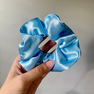 Light Blue Satin Scrunchie - Etsy