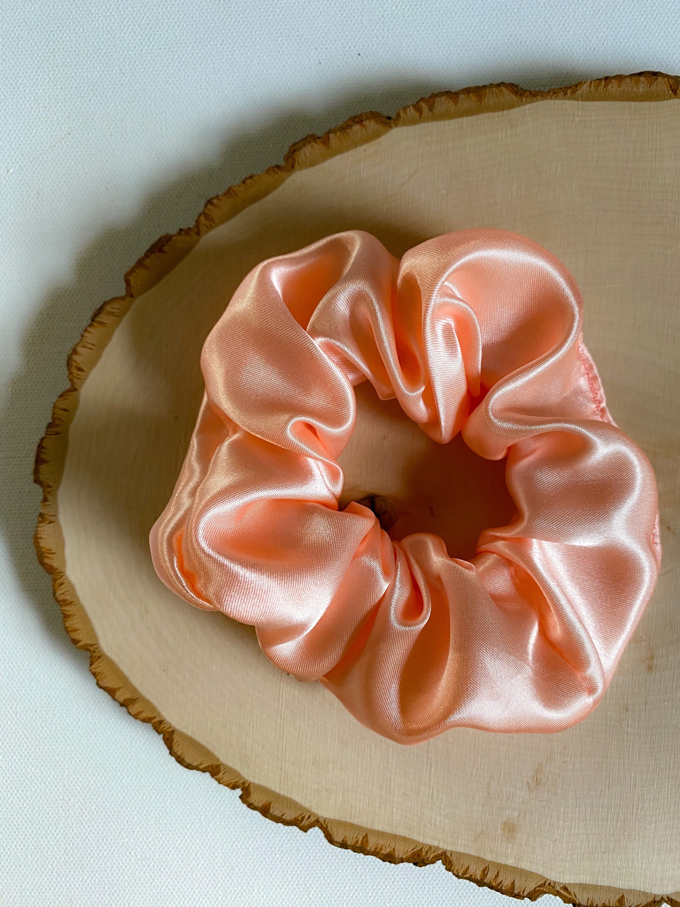 Peach Satin Scrunchie Pink Satin Scrunchie Fancy Scrunchie - Etsy UK