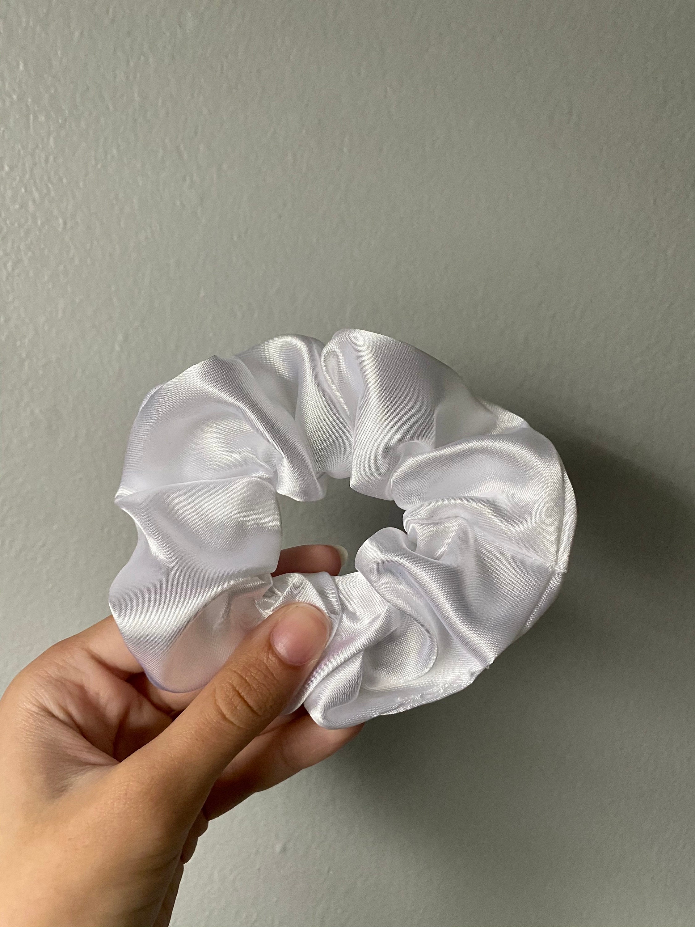 White Satin Scrunchie/ Wedding Scrunchie/ White Silk Scrunchie/ Satin ...