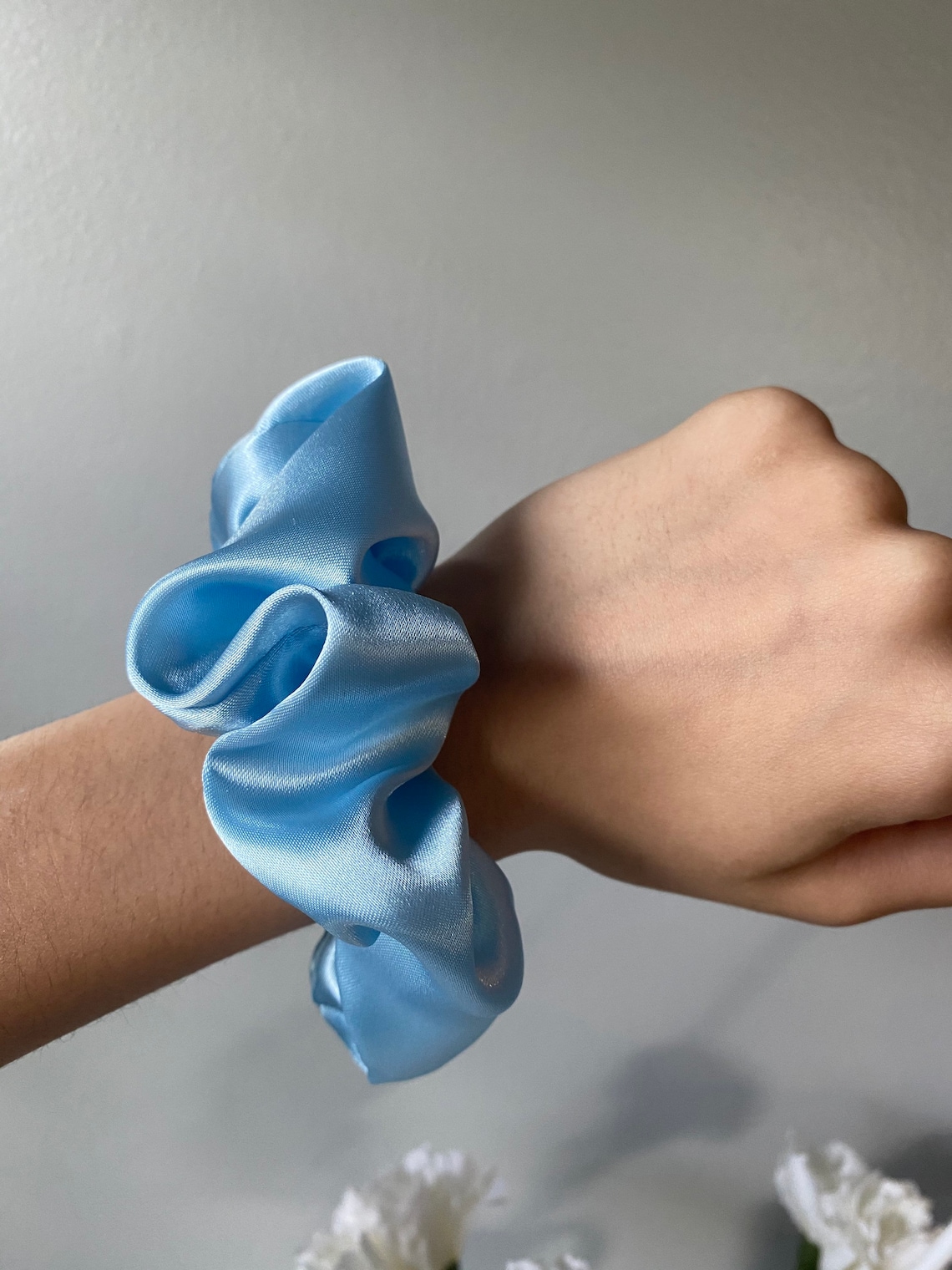 Light Blue Satin Scrunchie - Etsy