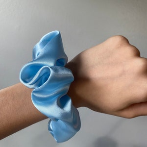 Light Blue Satin Scrunchie - Etsy