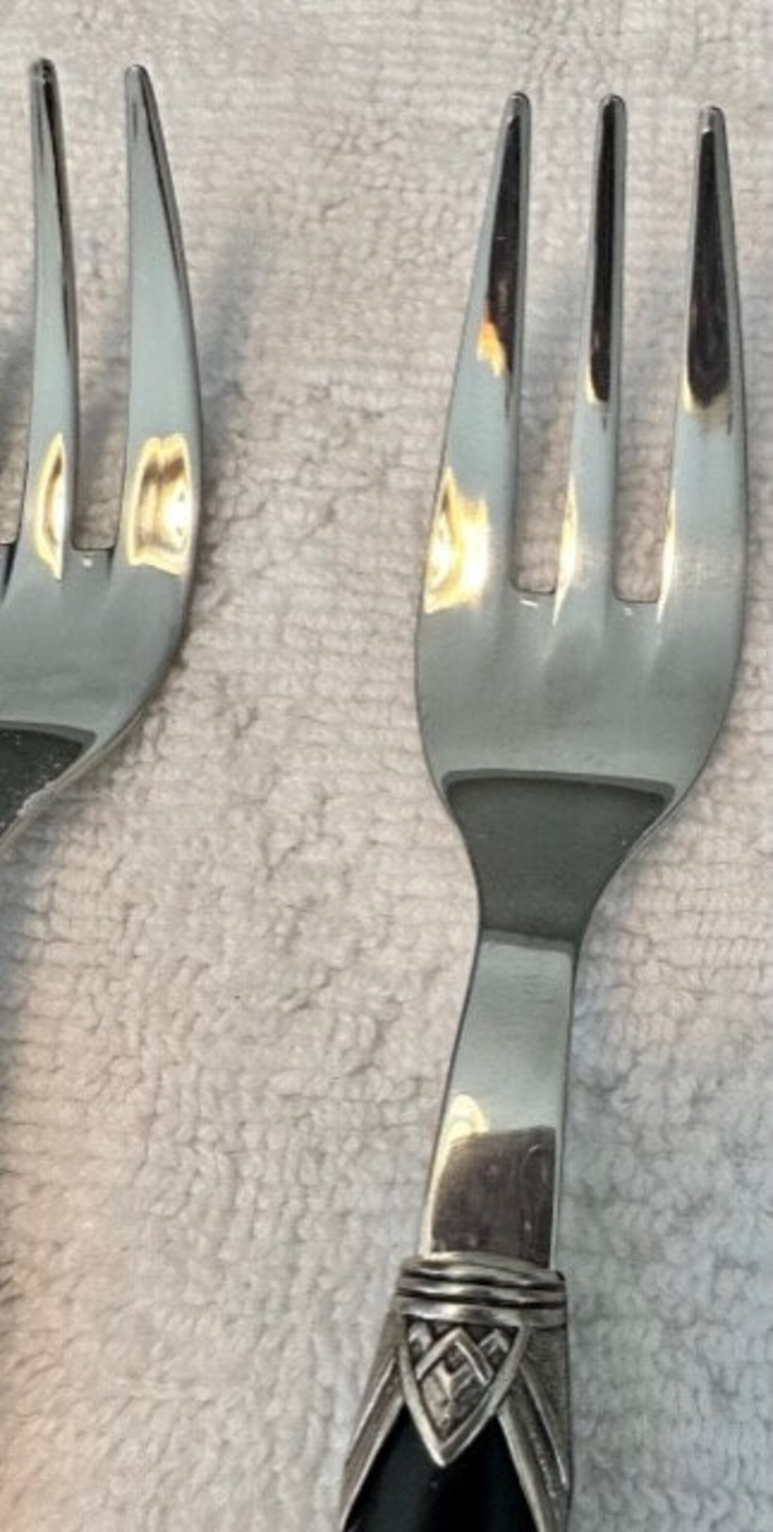 Vintage INOX EME Black & Silver Ornate Flatware 18/10 Set of 4 Salad ...