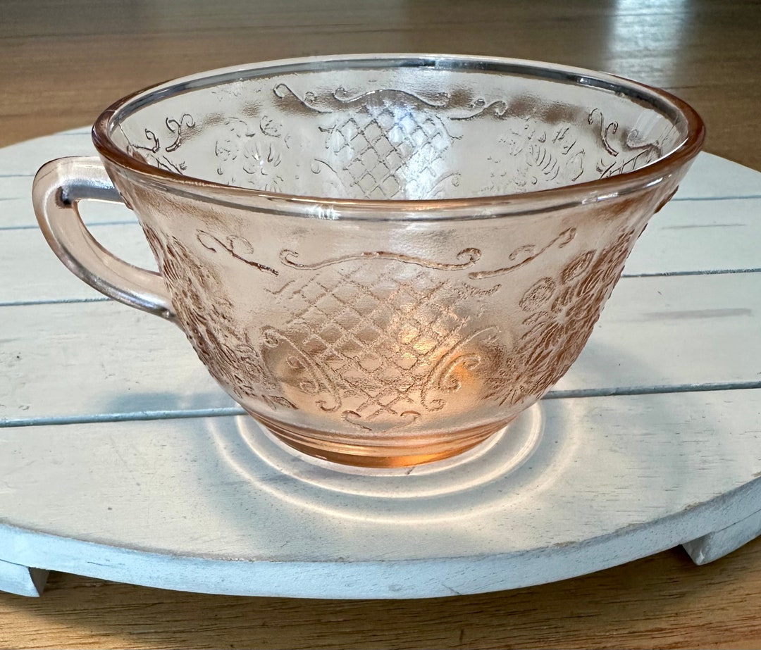 Vintage Pink Federal Depression Glass Cup Normandie Pattern - Etsy