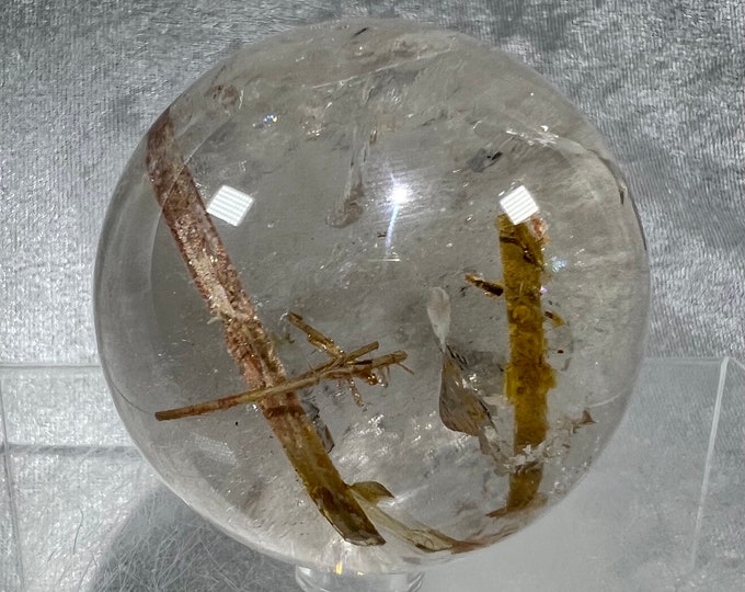 Incredible Tourmaline Clear Quartz Sphere. 61mm. Huge Rainbows and ...