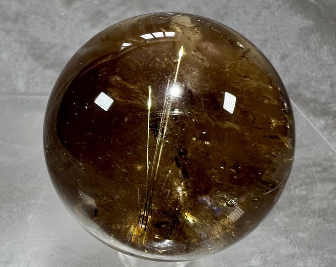 Beautiful Smoky Rutile Sphere. Huge Rainbows. Very Nice Clarity. Golden ...
