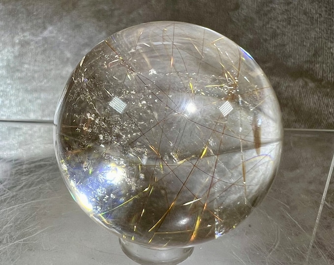 Gorgeous Golden Rutile Quartz Sphere. Big Rainbows High Quality ...