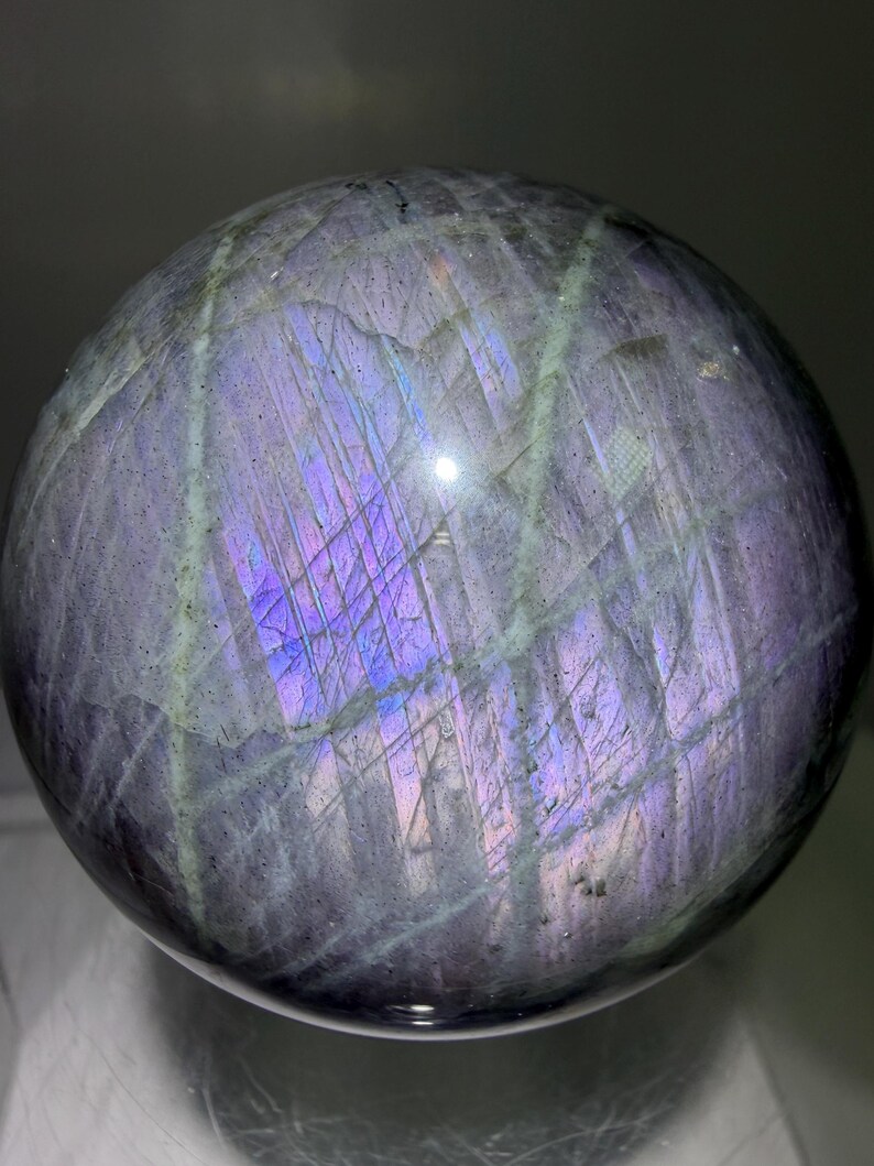 Pink Labradorite Sphere: 60mm Very Rare Pink and Purple Rainbow Flash ...