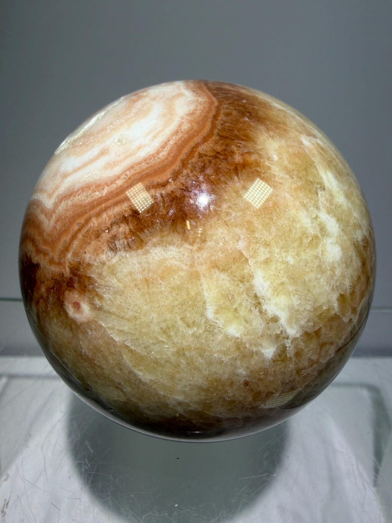 Peruvian Tiger Aragonite Sphere: 57mm Rare Display Sphere UV Reactive ...