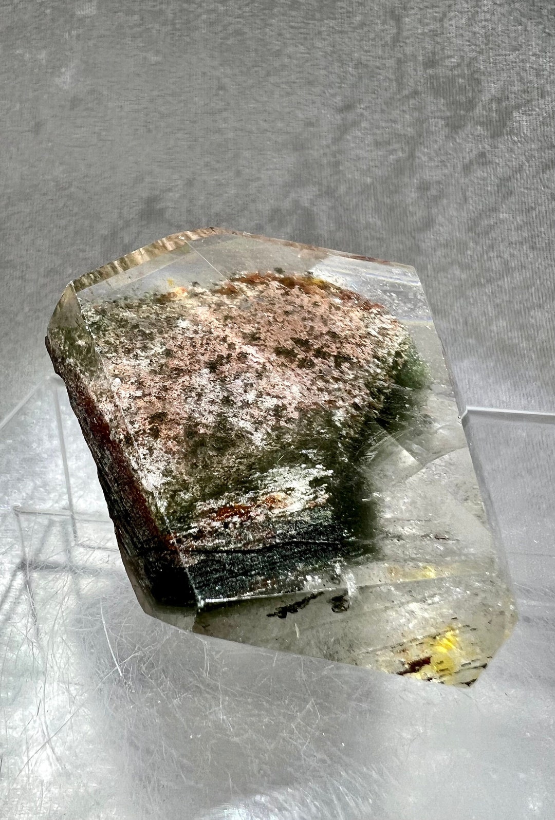 Garden Quartz Freeform: Green and Red Lodolite Display Crystal - Etsy