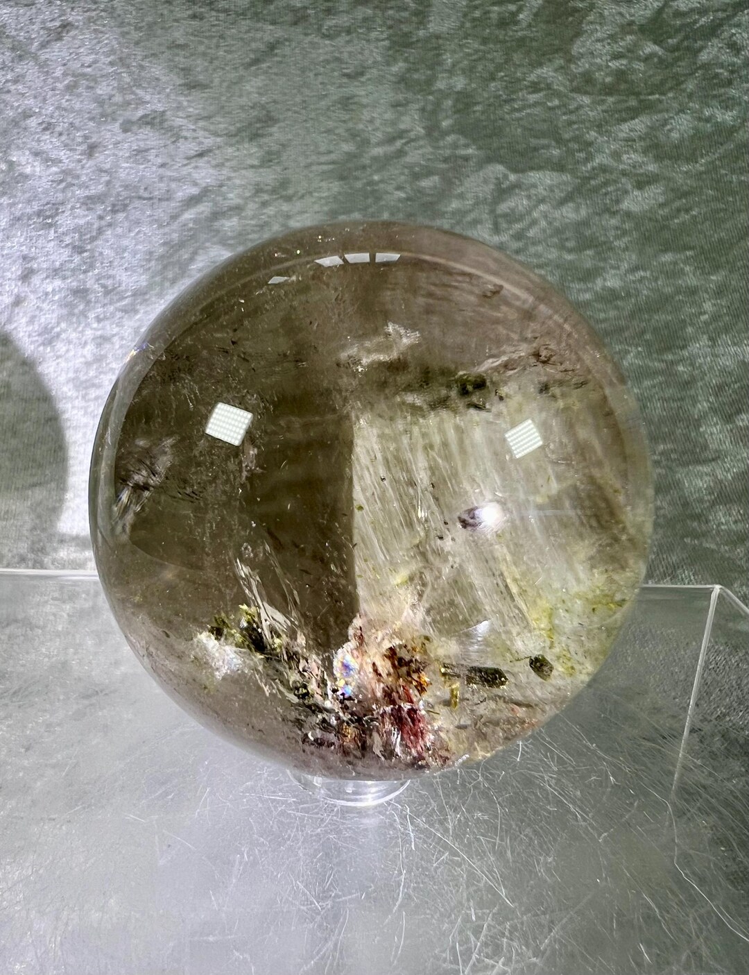 Gorgeous Garden Quartz Sphere. 61mm. Pretty Green Landscape With ...