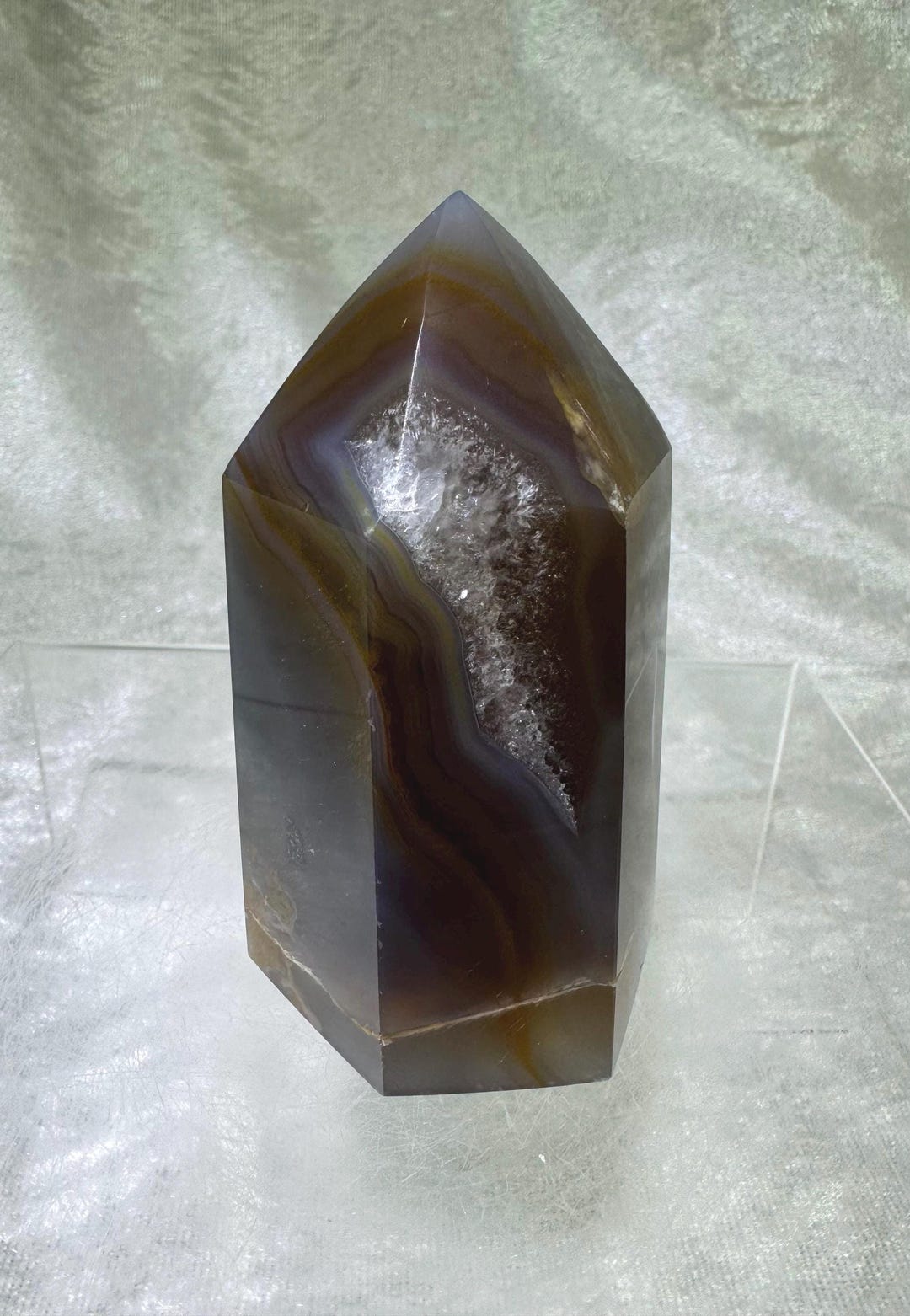 Druzy Brazilian Agate Tower: Dark Blue and Red Crystal - Etsy