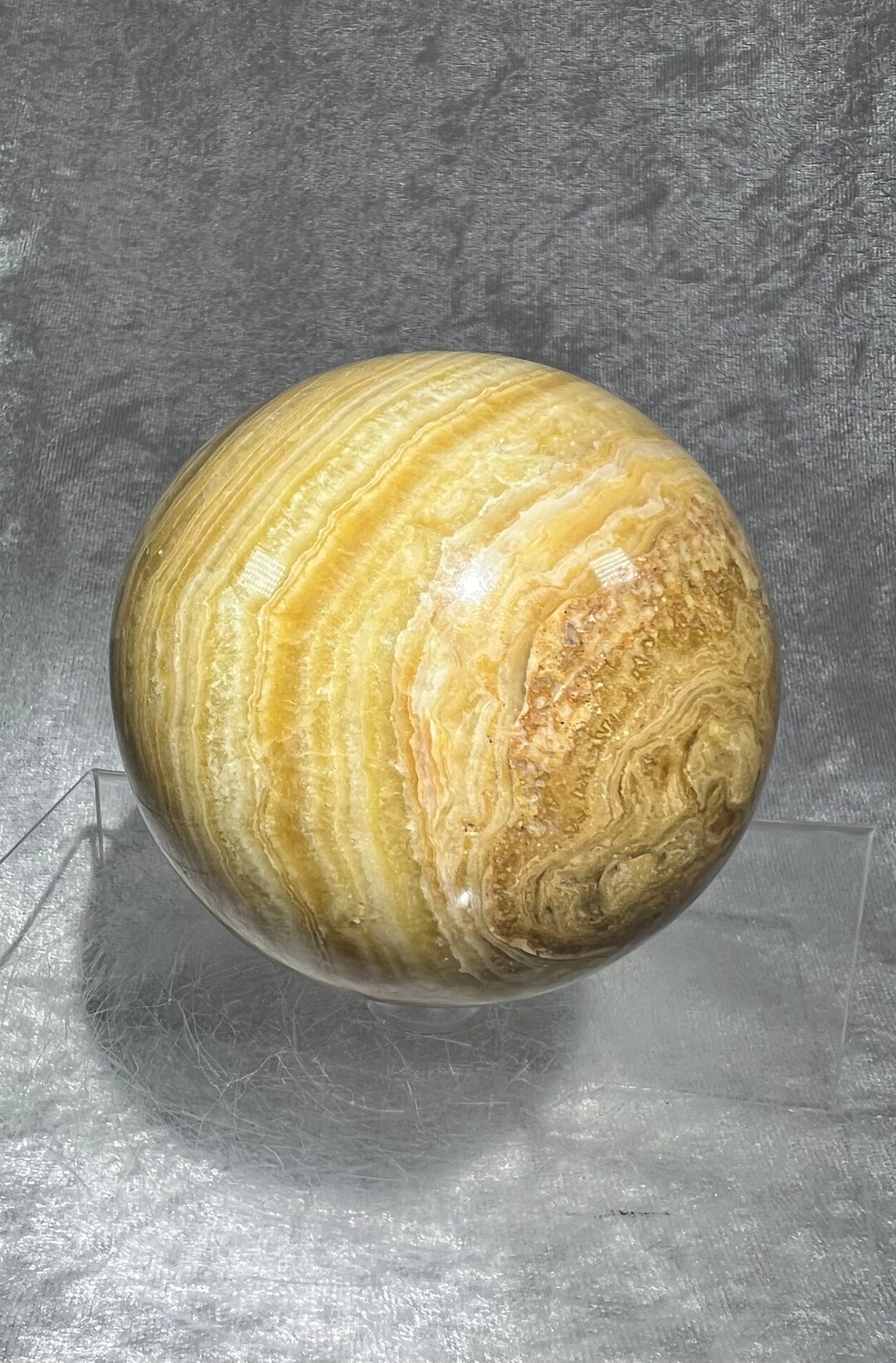 Large Banded Amber Calcite Sphere. 78mm. Incredible Banding and ...
