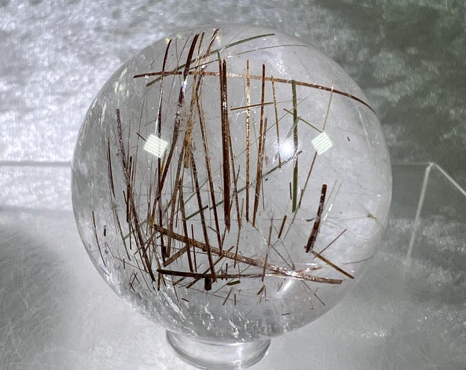Rutilated Quartz Sphere: Copper & Gold Inclusions (43mm) - Etsy