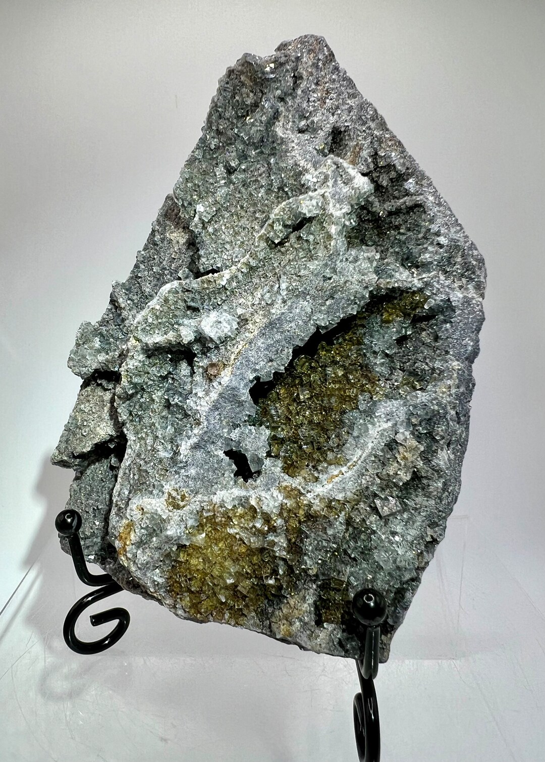 Large Fluorite and Sphalerite Specimen: Light Blue Clear Fluorite Cubes ...