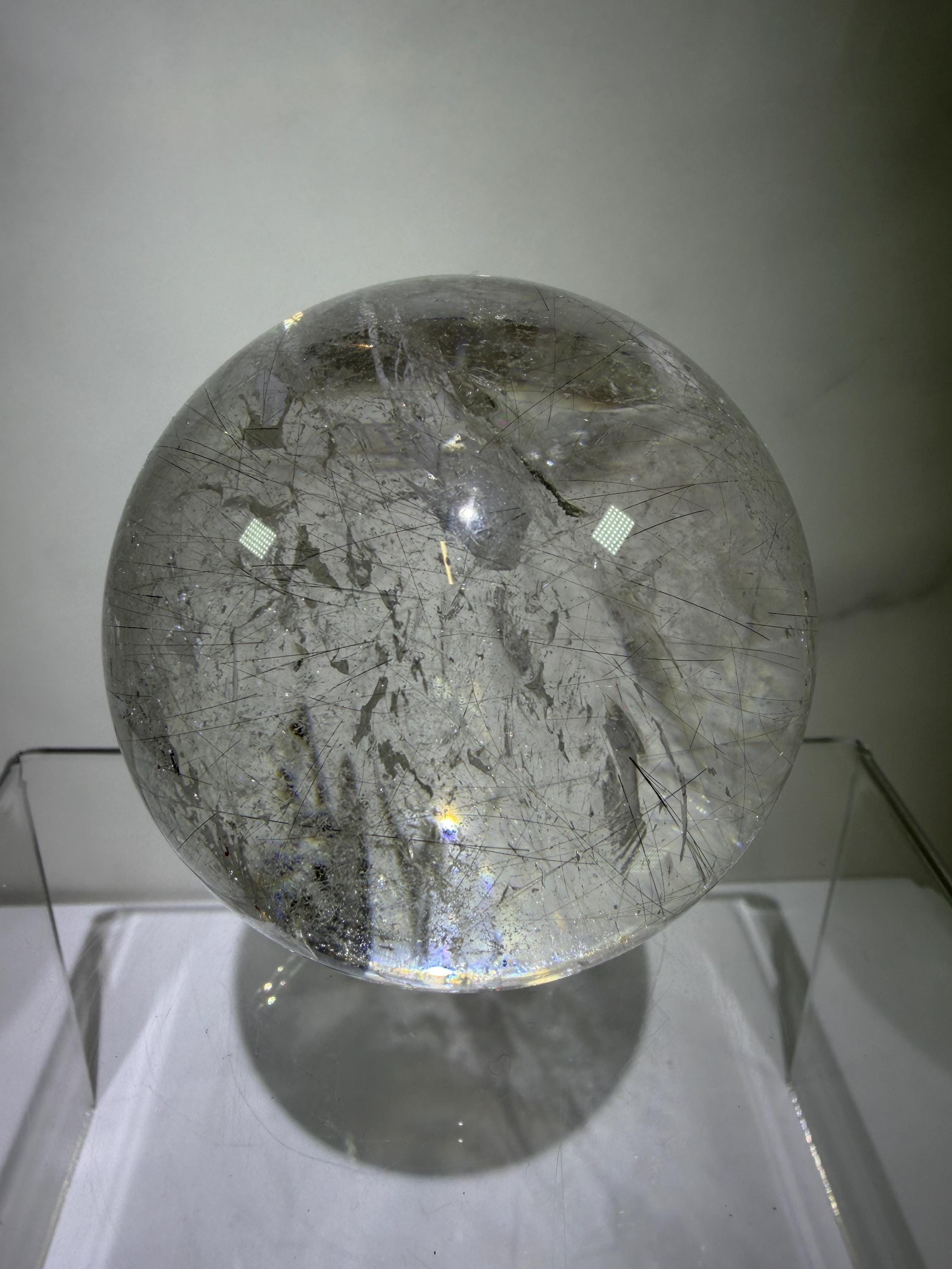 Rutile Quartz Sphere: 63mm Huge Rainbows Beautiful Rutilated Quartz ...