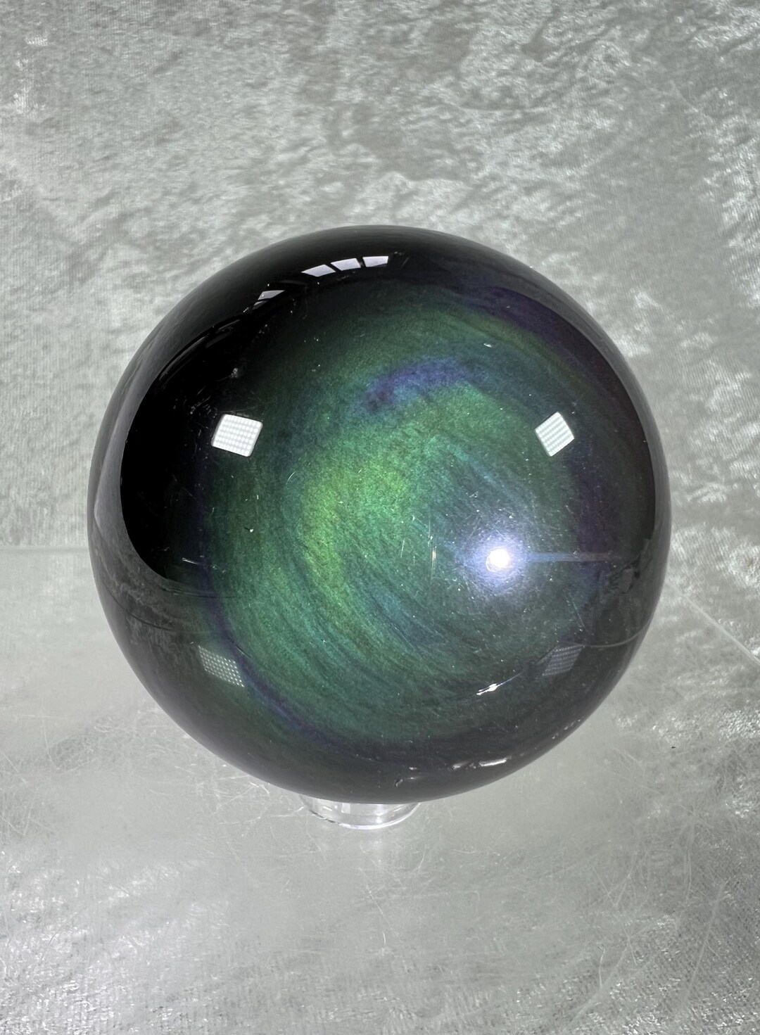 Gorgeous Rainbow Obsidian Sphere. 63mm. Beautiful Purple, Blue, and ...