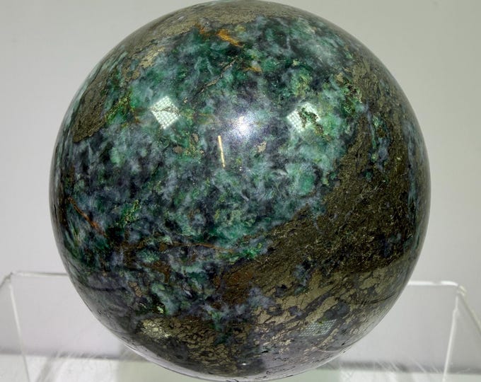 Atacamite and Pyrite Crystal Sphere: 68mm. Very Rare and Beautiful ...