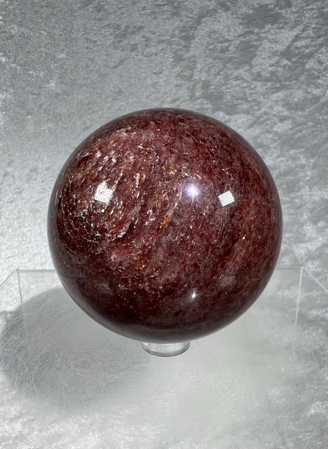 Rare Strawberry Quartz Sphere. 69mm. Beautiful Quartz With Hematite and ...