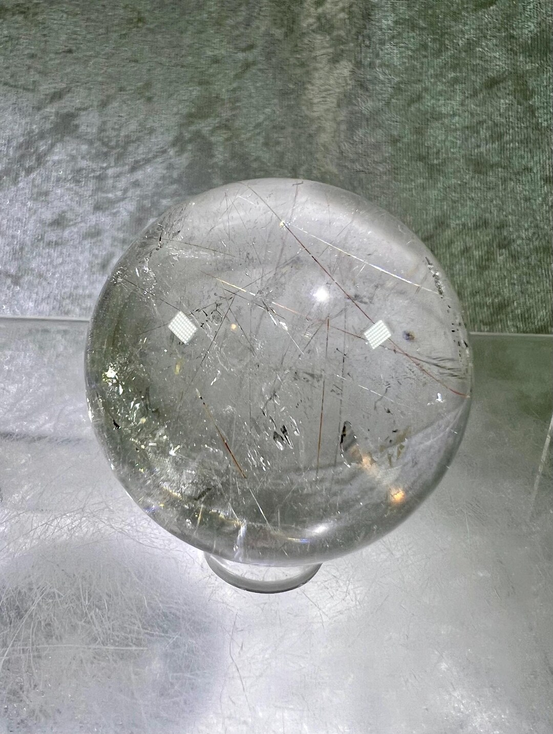Gorgeous Rutile Quartz Sphere. Amazing Big Rainbows and Green Garden ...