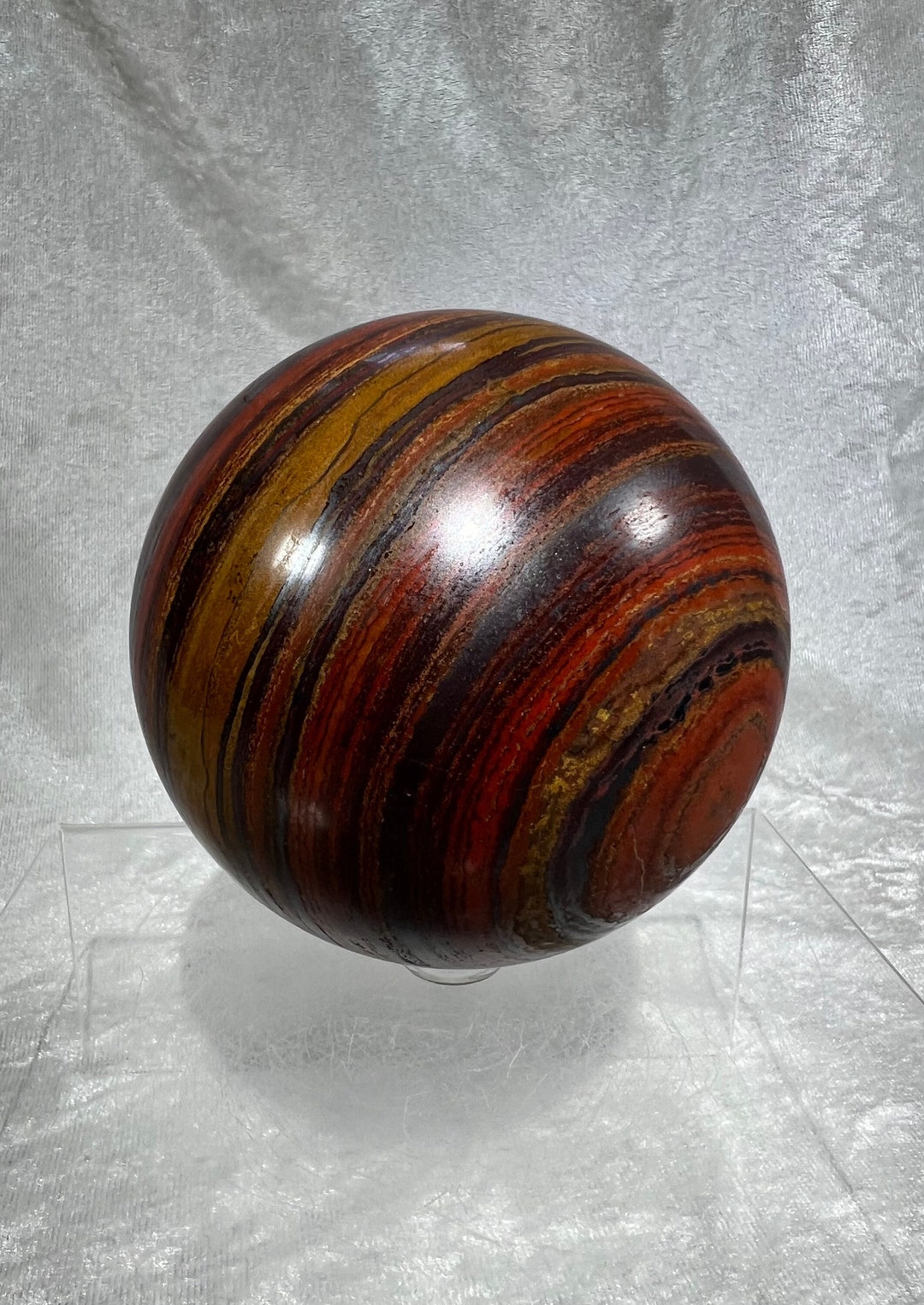 Rare XL Tiger Iron Crystal Sphere. 92mm, 2.9 Lbs. Hand Selected High ...
