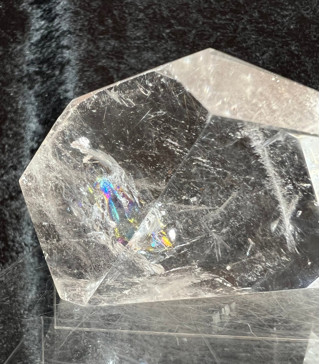 Amazing Clear Quartz Filled With Rainbows Very Unique Crystal. Polished ...