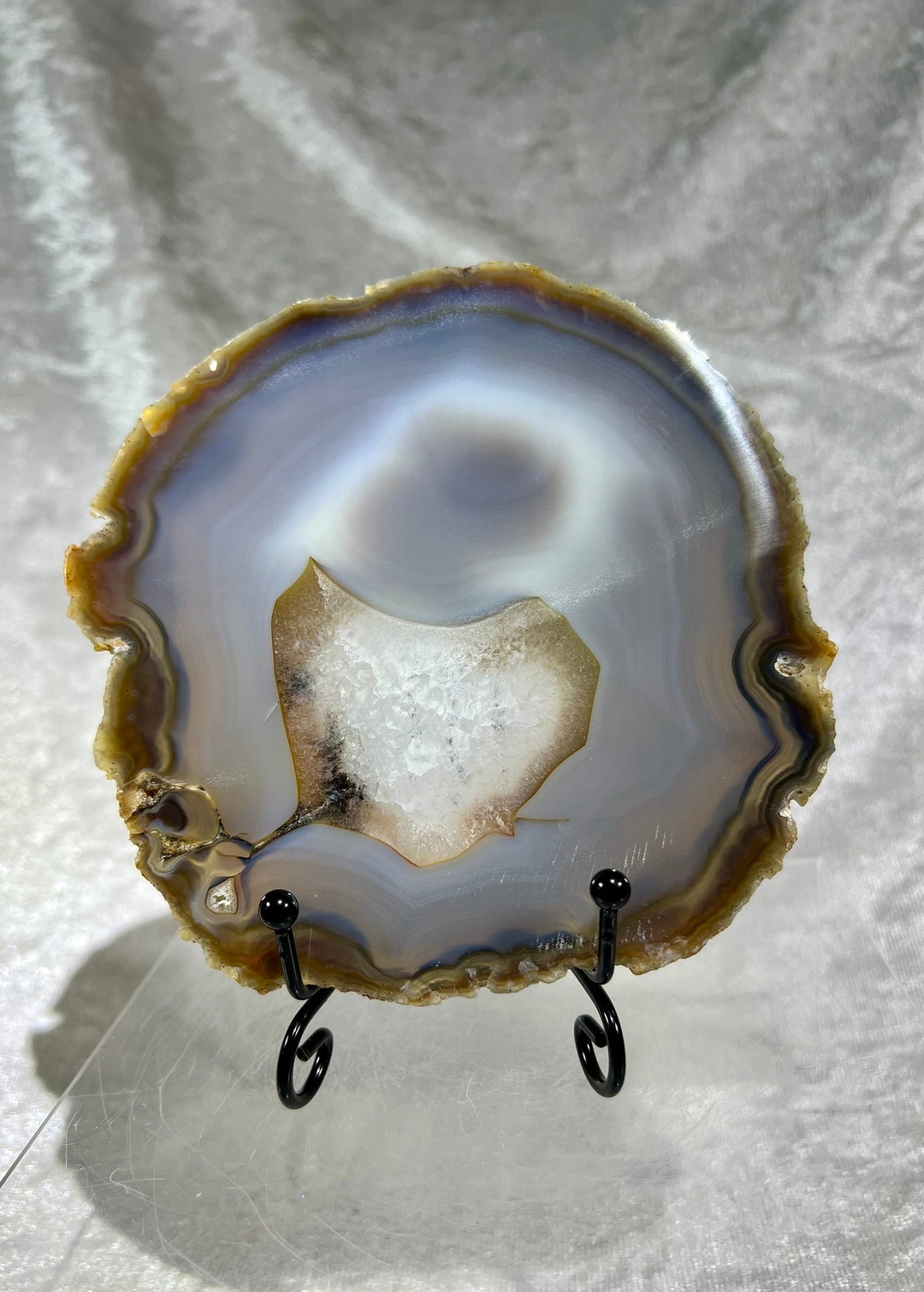 Gorgeous Druzy Blue Agate Slab. Amazing Brazilian Agate Slice With A ...