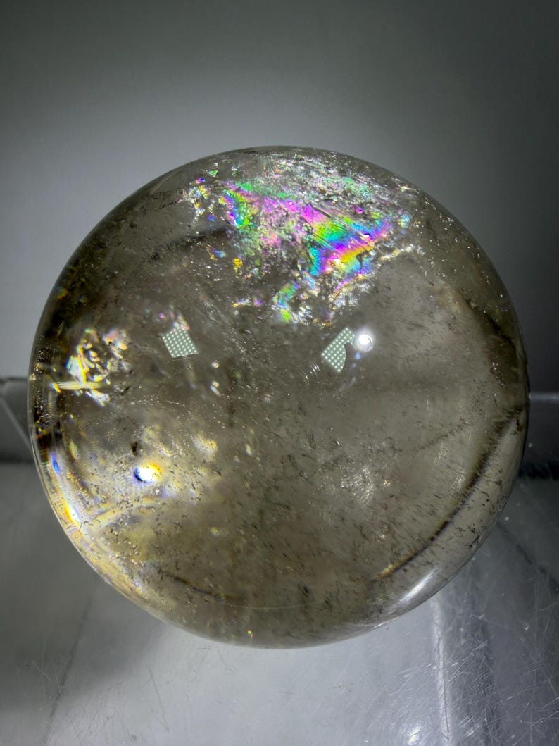 Rutile Quartz Sphere: 49mm Big Rainbow With Beautiful Gold Rutile ...
