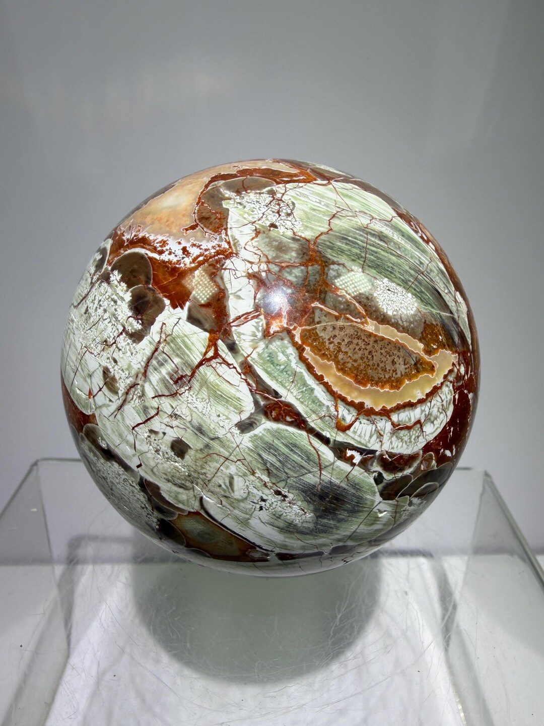 Rare Green Money Agate Sphere: 73mm High Quality Indonesian Bloodstone ...