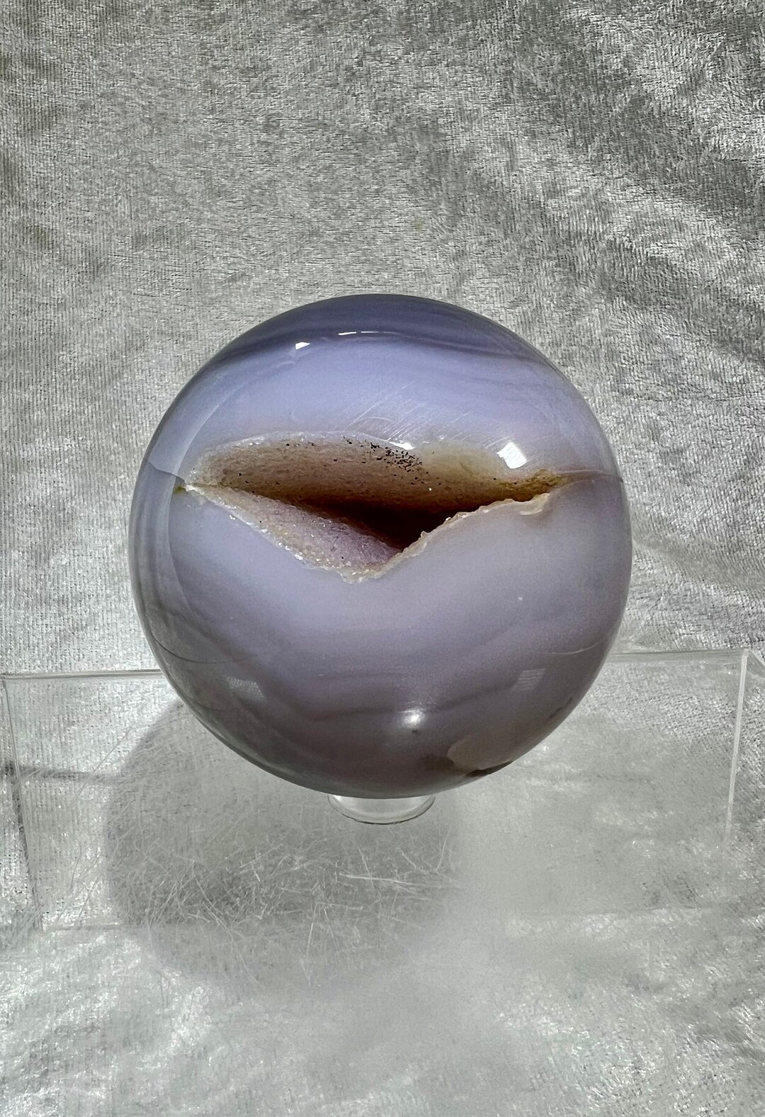 Amazing Druzy Agate Sphere. Rare Lavender Colors. 71mm. Incredible ...
