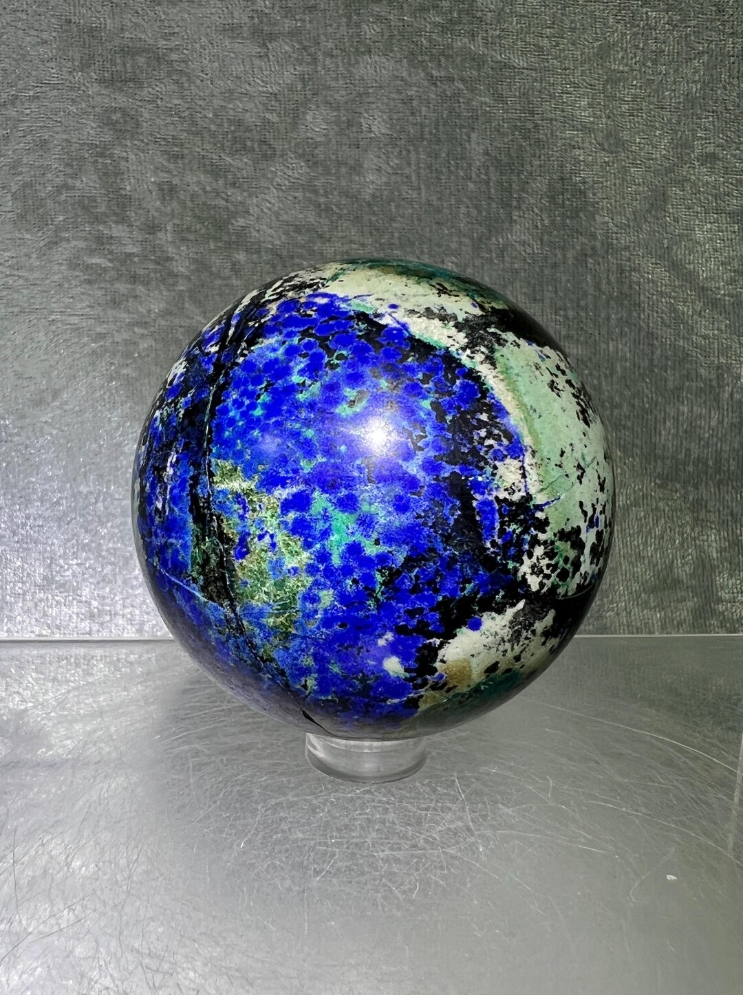 Rare Azurite and Malachite Crystal Sphere. 60mm. Beautiful Deep Colors ...
