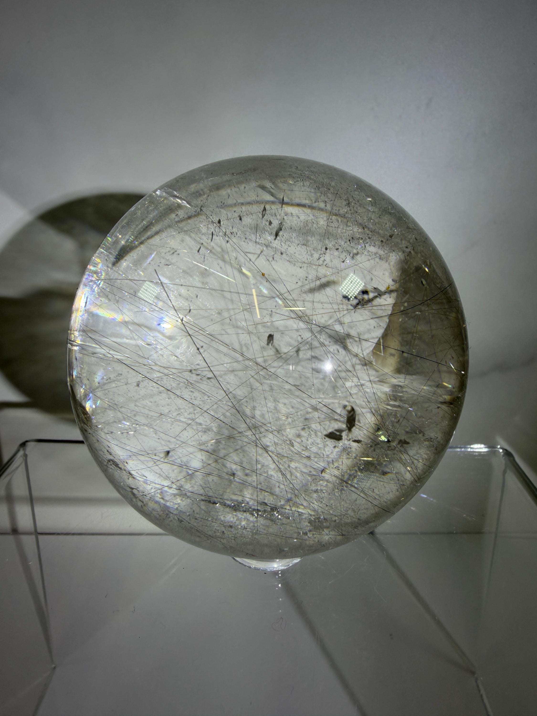 Rutile Quartz Sphere: 63mm Huge Rainbows Beautiful Rutilated Quartz ...