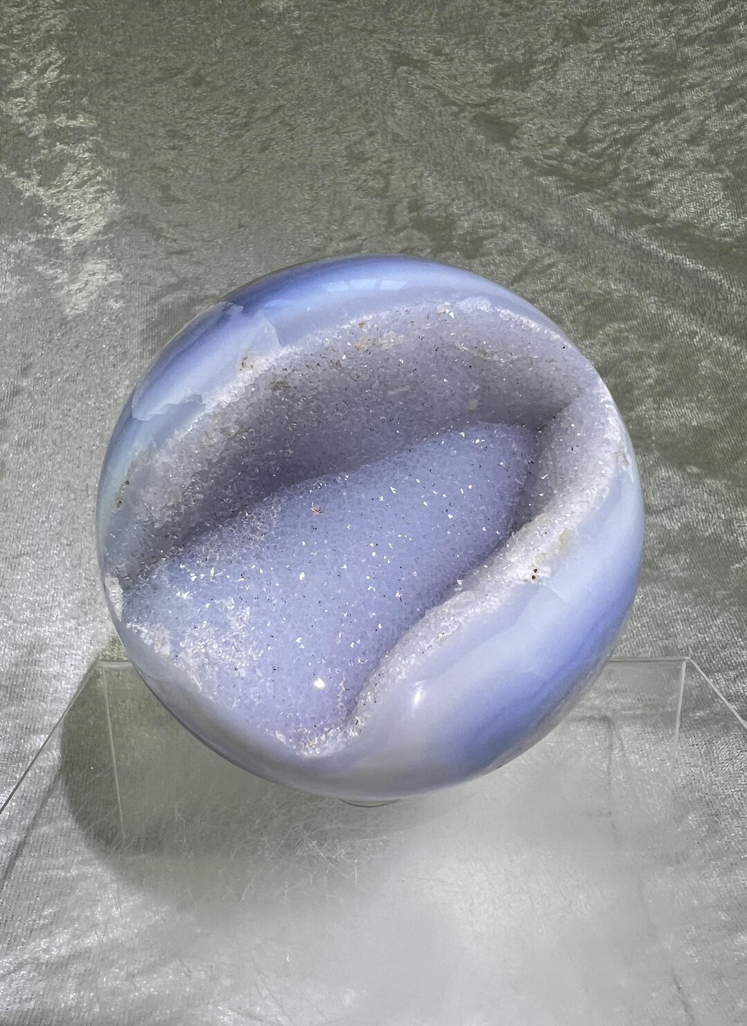 Stunning XL Druzy Blue Lace Agate Sphere. 90mm. Gorgeous Rare Blue Lace ...