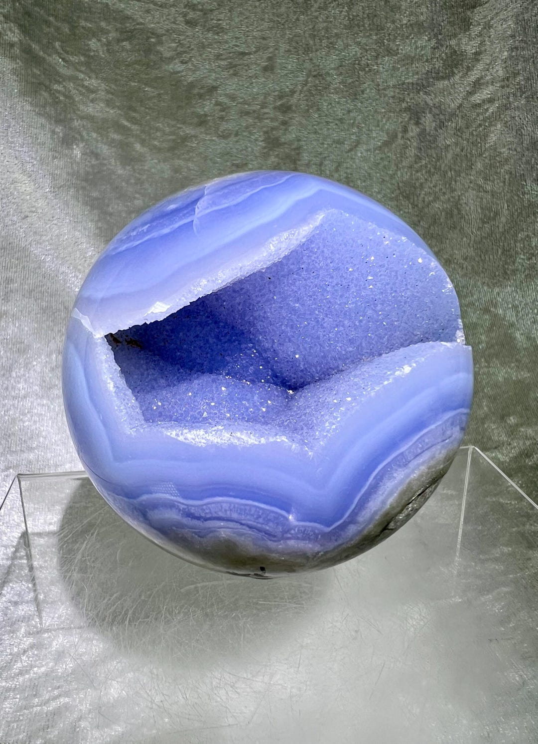 Stunning Druzy Blue Lace Agate Sphere. 83mm. Gorgeous Rare Blue Lace ...