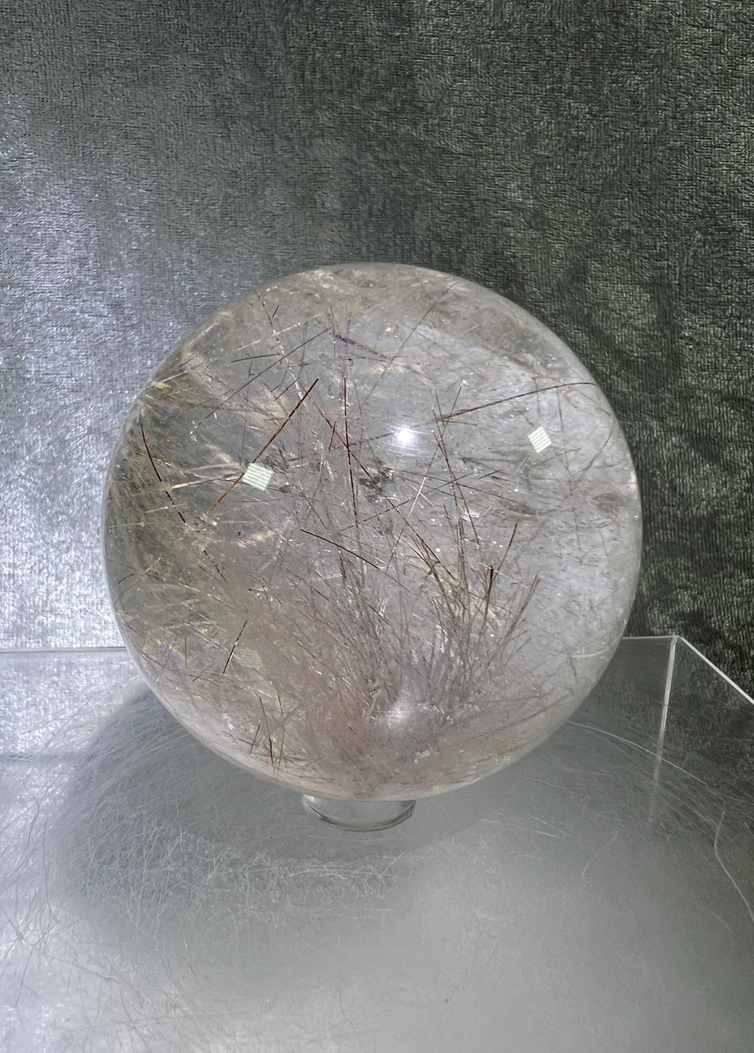 Rare Copper and Silver Rutile Quartz Sphere. 68mm. Beautiful Large ...