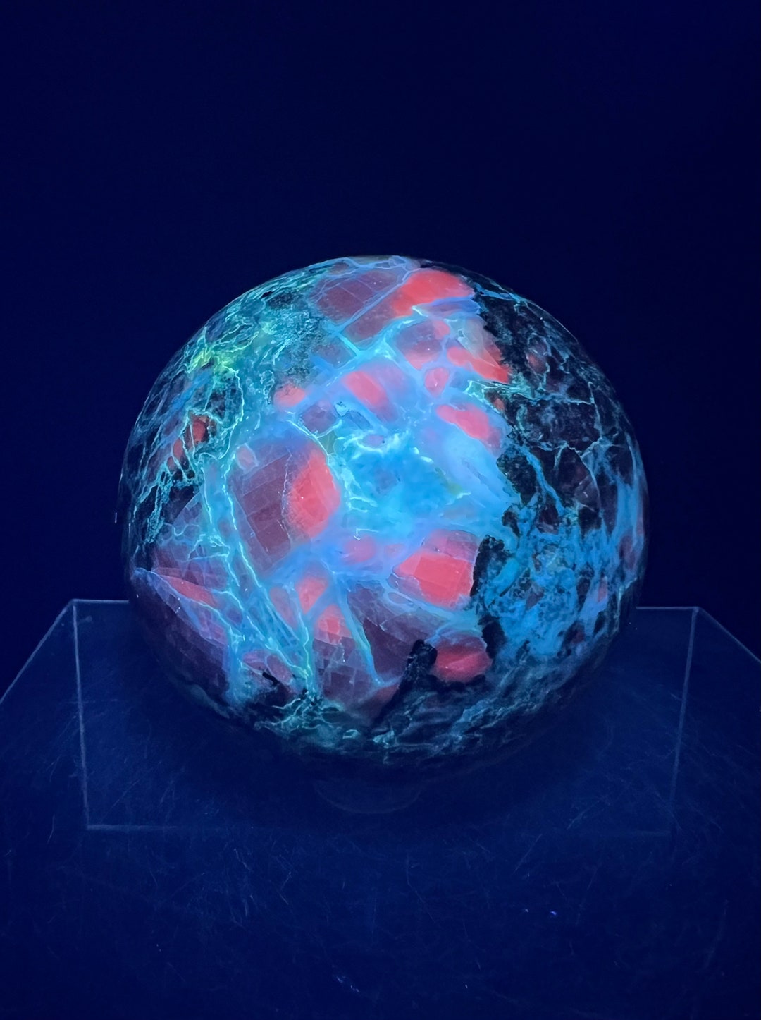 Gorgeous Kunzite and Pyrite Crystal Sphere. 72mm. Awesome UV Reactive ...