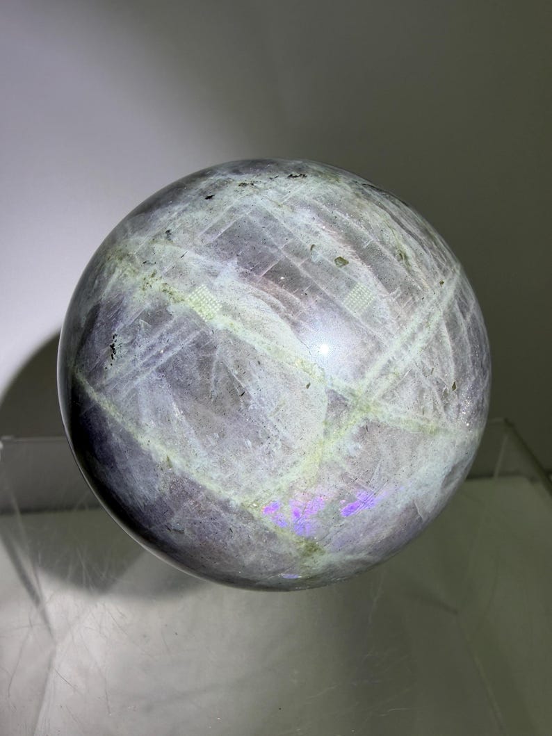 Pink Labradorite Sphere: 60mm Very Rare Pink and Purple Rainbow Flash ...