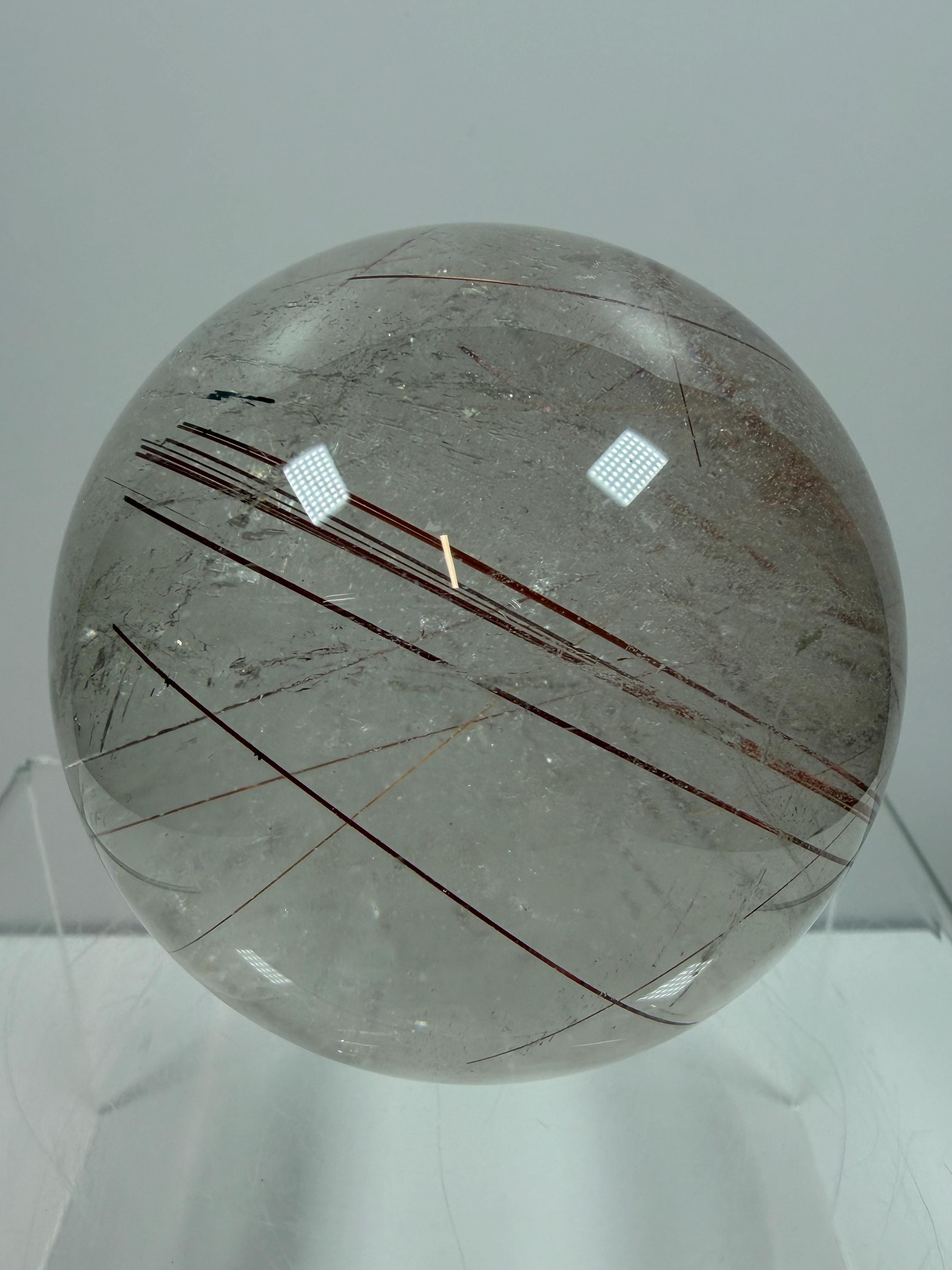 Copper Rutile Quartz Sphere: 69mm Large Rutilated Quartz Sphere With ...