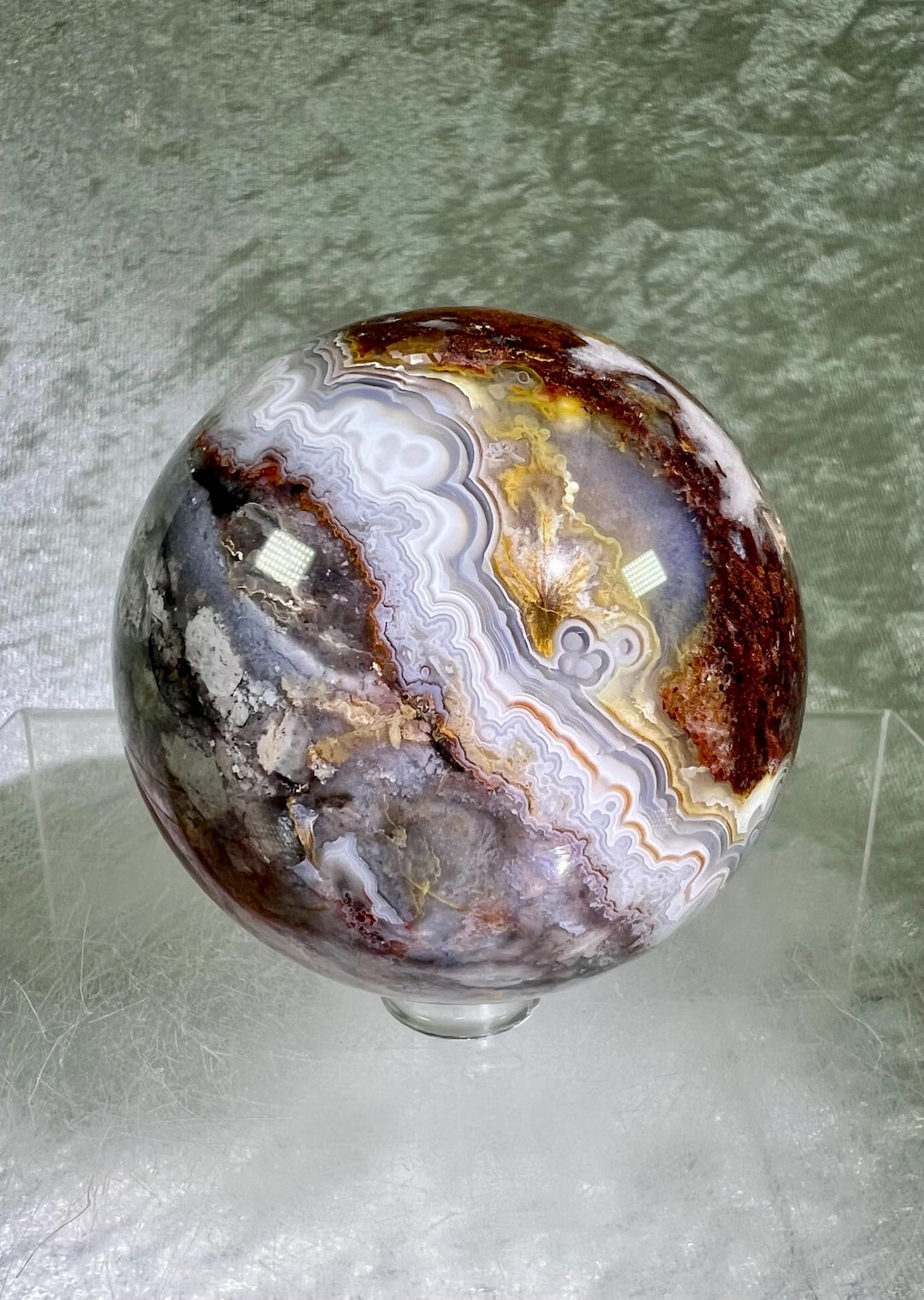 Gorgeous Mexican Crazy Lace Agate Sphere. 62mm. Awesome Patterns and ...