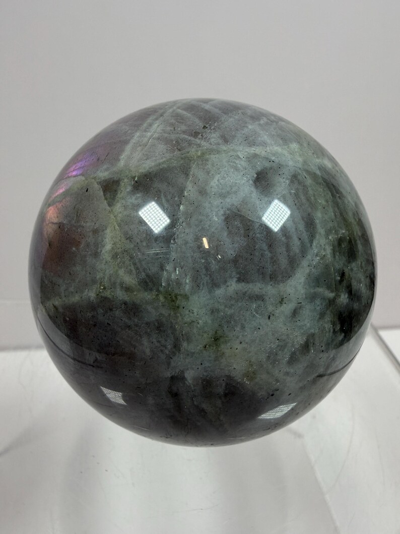 Pink Labradorite Sphere: 60mm Very Rare Pink and Purple Rainbow Flash ...