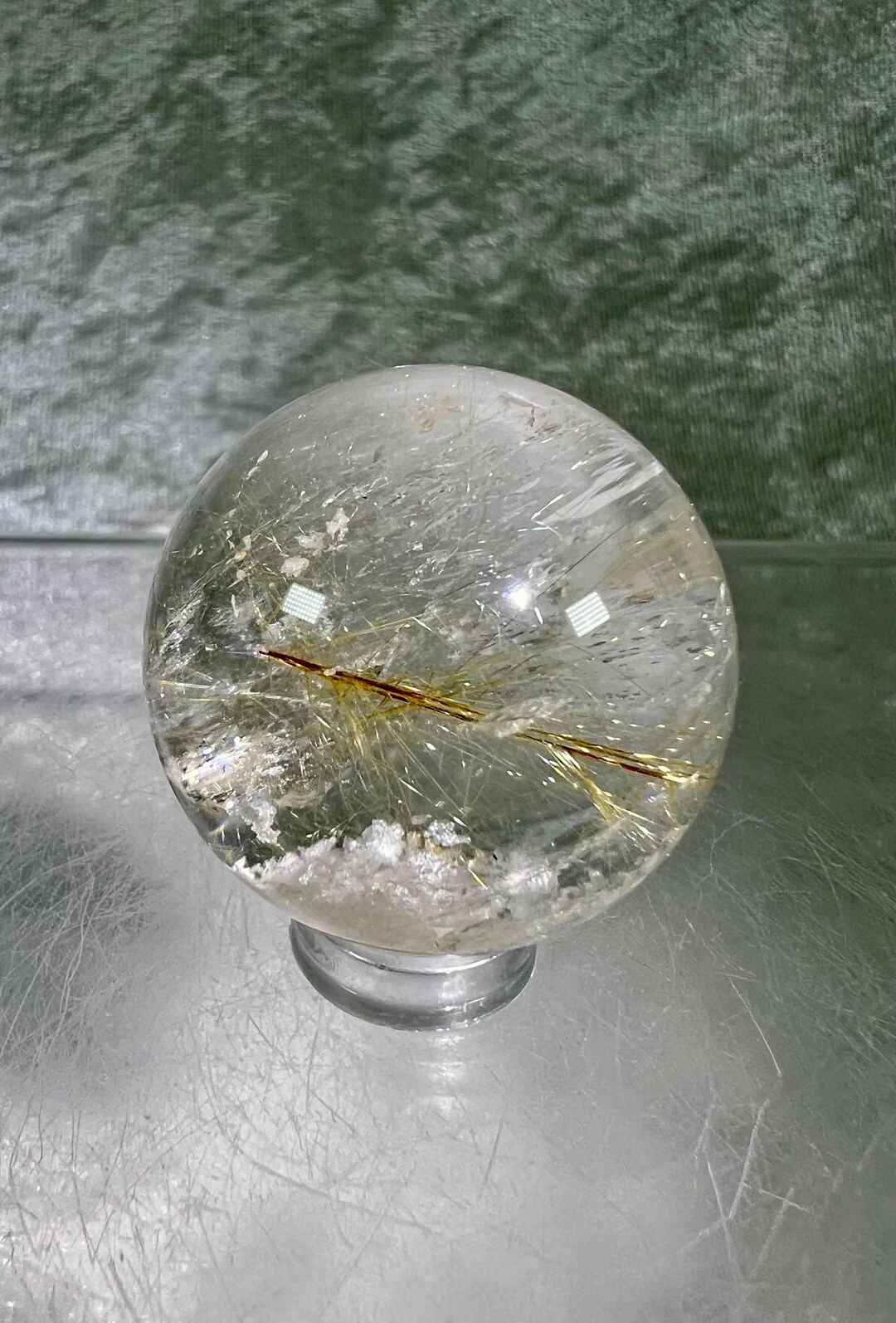 Gorgeous Rutile Garden Quartz Sphere. Beautiful Quality Rutilated ...