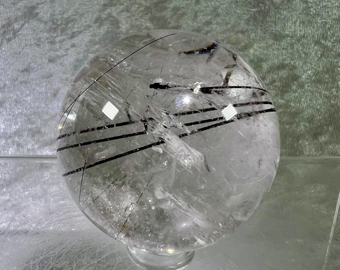 Black Tourmaline Quartz Sphere With Amazing Rainbows. 48mm. Very Unique ...