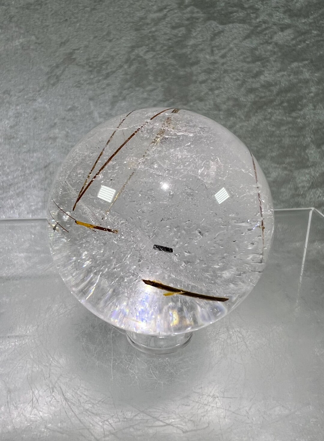 Rare Rutile and Tourmaline Quartz Sphere. Very Unique Inclusion Quartz ...