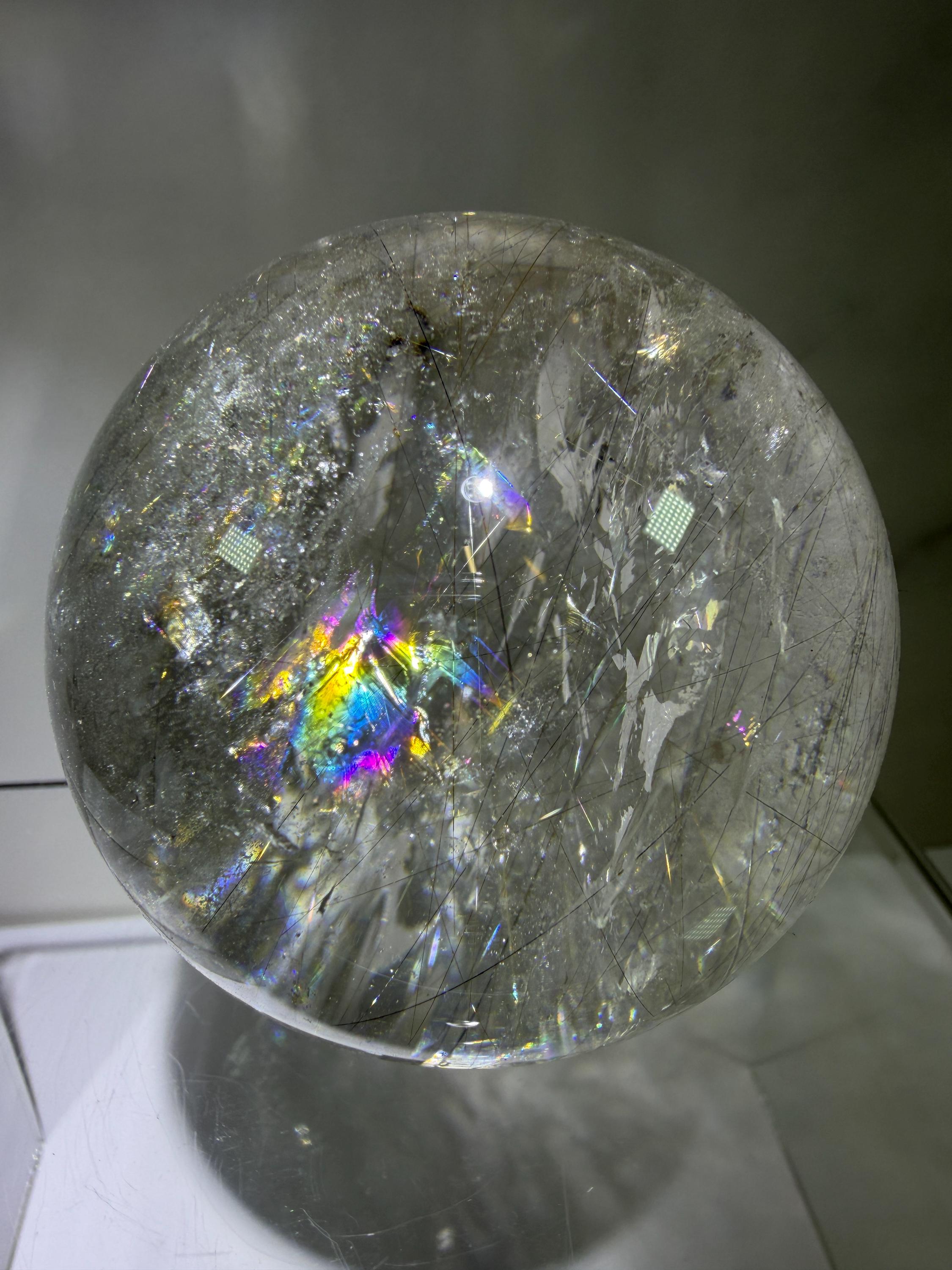 Rutile Quartz Sphere: 63mm Huge Rainbows Beautiful Rutilated Quartz ...