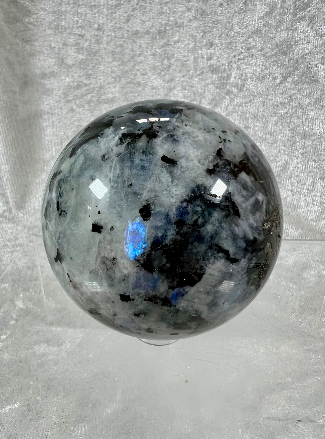 Gorgeous Rainbow Moonstone Crystal Sphere. 64mm. Beautiful Rainbow ...