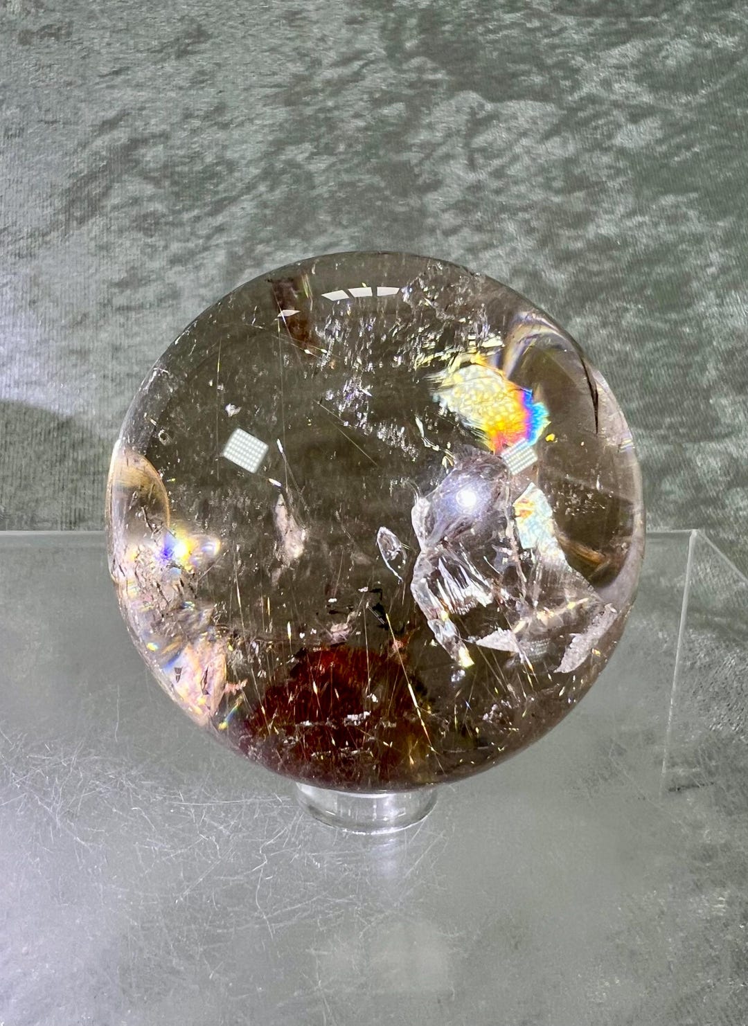 Incredible Rutile Quartz Sphere With Big Rainbows. 55mm. Stunning ...