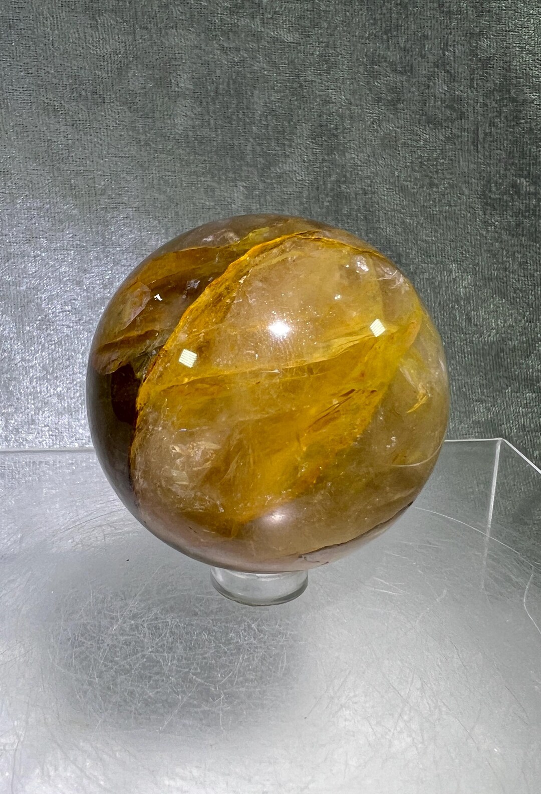Amazing Golden Healer Sphere. 56mm. Big Beautiful Rainbows! High ...