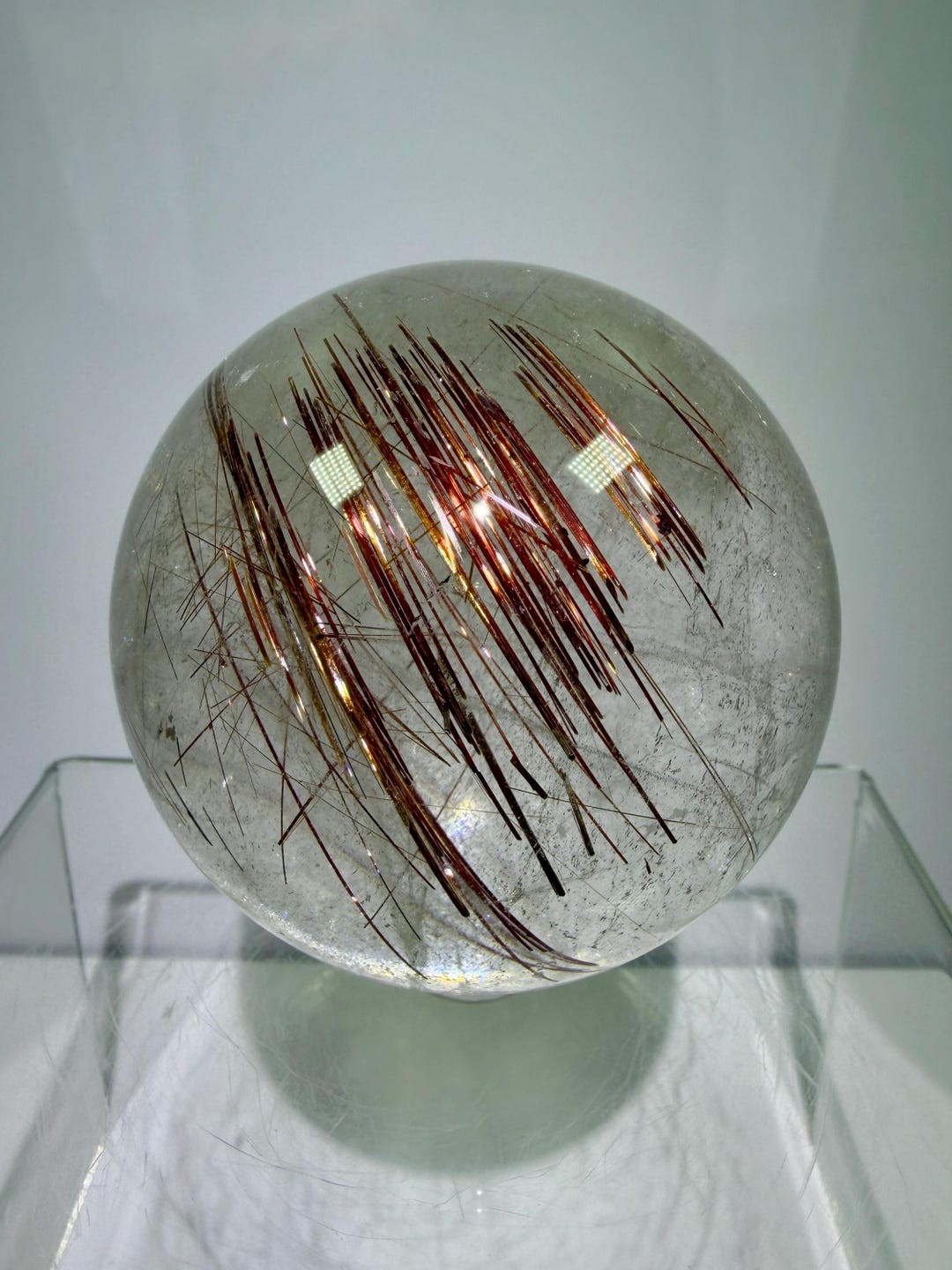 Copper Rutile Quartz Sphere: 69mm Large Rutilated Quartz Sphere With ...