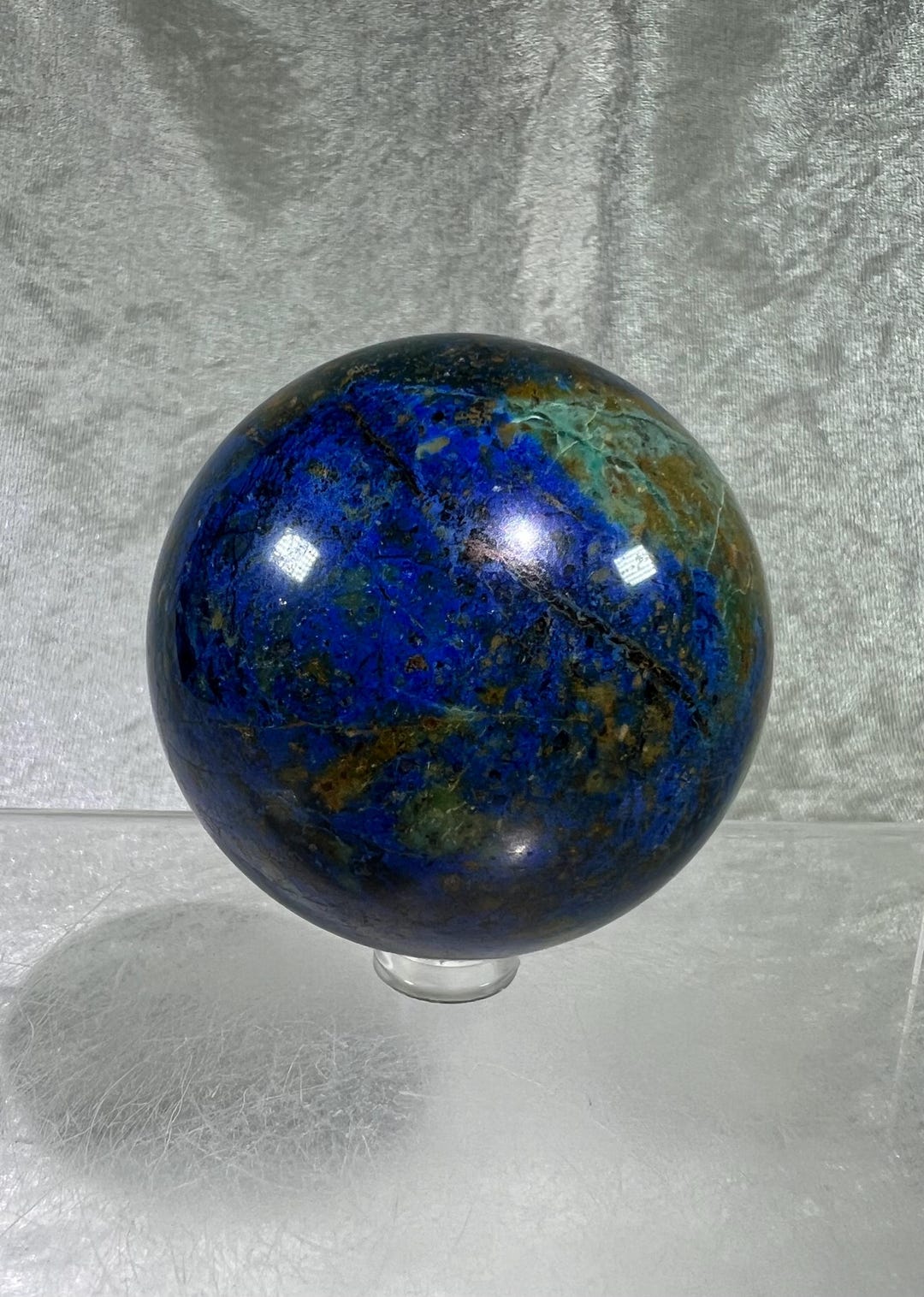Rare Azurite and Malachite Crystal Sphere. Beautiful Deep Colors and ...